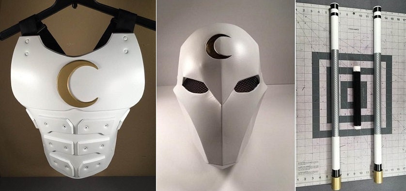 Moon Knight 3-piece set: chest armor, mask & staff – Maxx Grey Creations